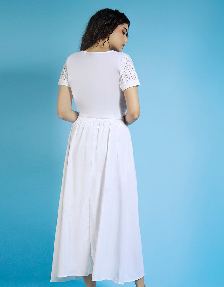 White Front Slit Button Down Detail Skirt – Spring & Summer