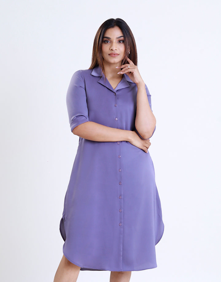 Folded Sleeves Shirt Dress with Pockets – Spring & Summer