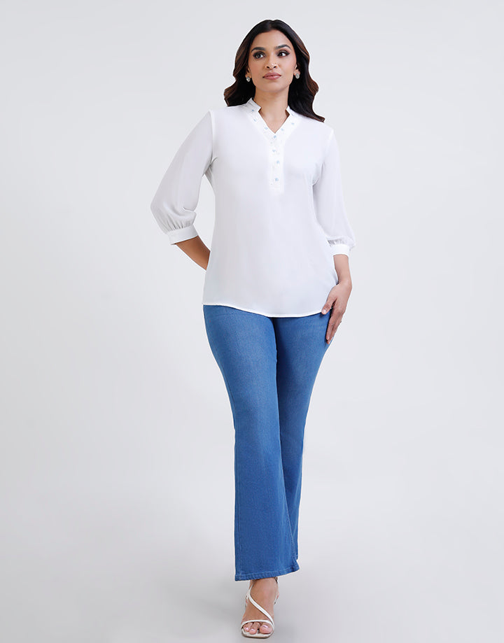 Chinese Collar Top with Embroidered – Spring & Summer