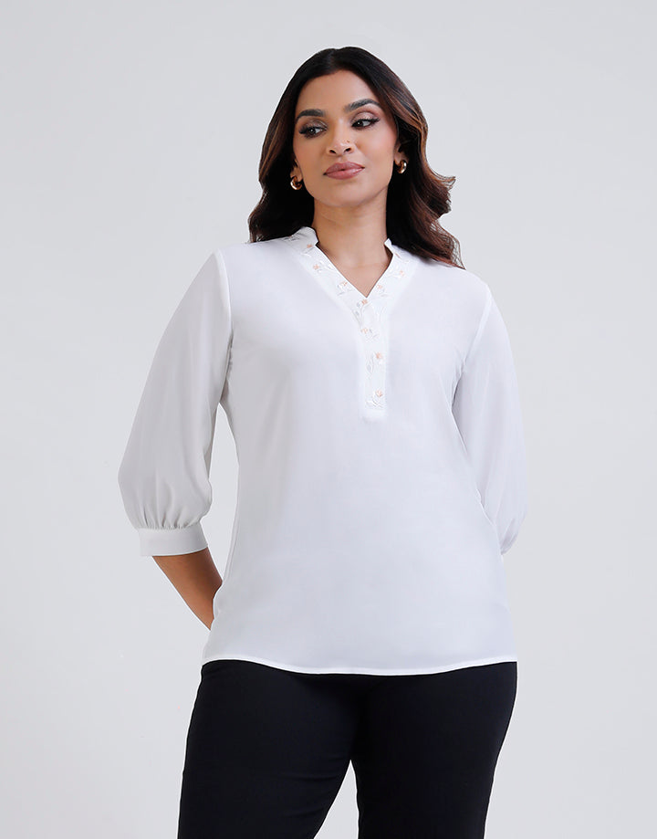 Chinese Collar Top with Embroidered – Spring & Summer