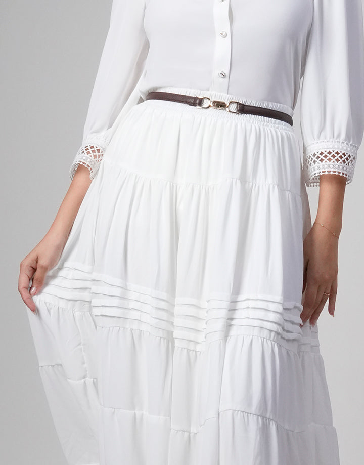 White Pintuck Tired Skirt – Spring & Summer