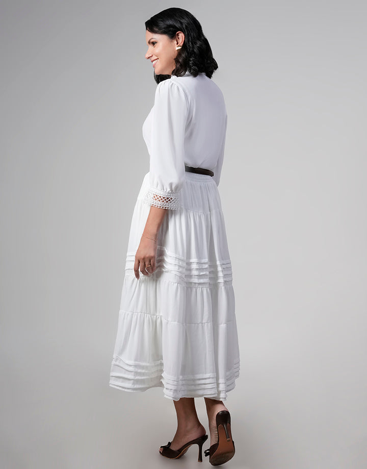 White Pintuck Tired Skirt – Spring & Summer