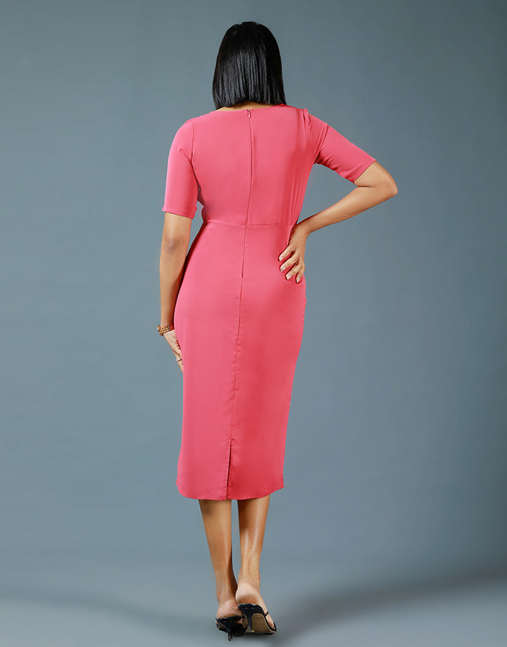 Crossover Neck Bodycon Dress – Spring & Summer