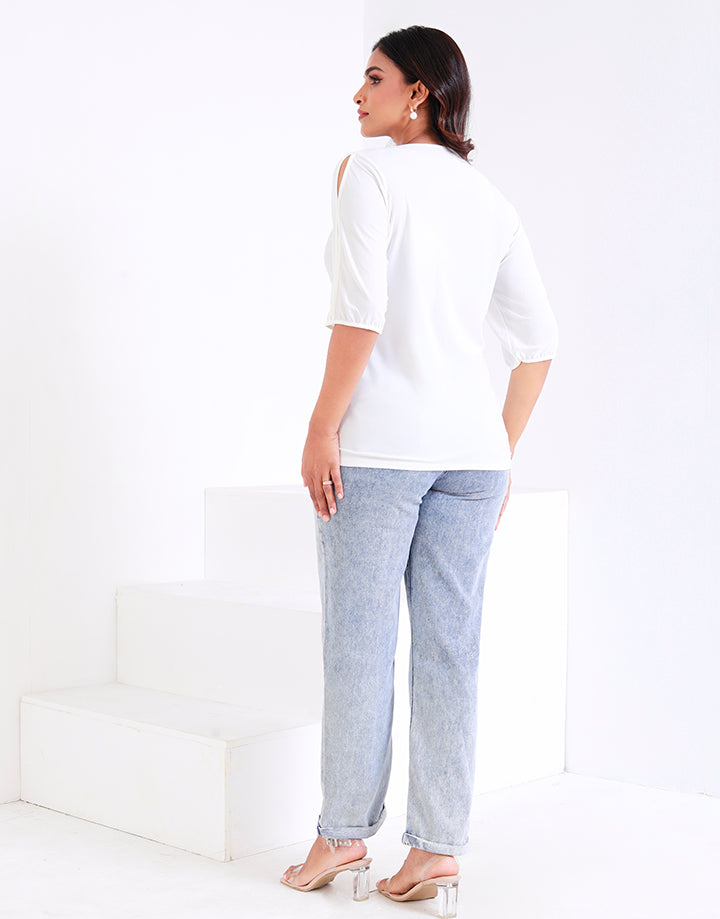 Split Sleeves Top with Sublimation Print – Spring & Summer